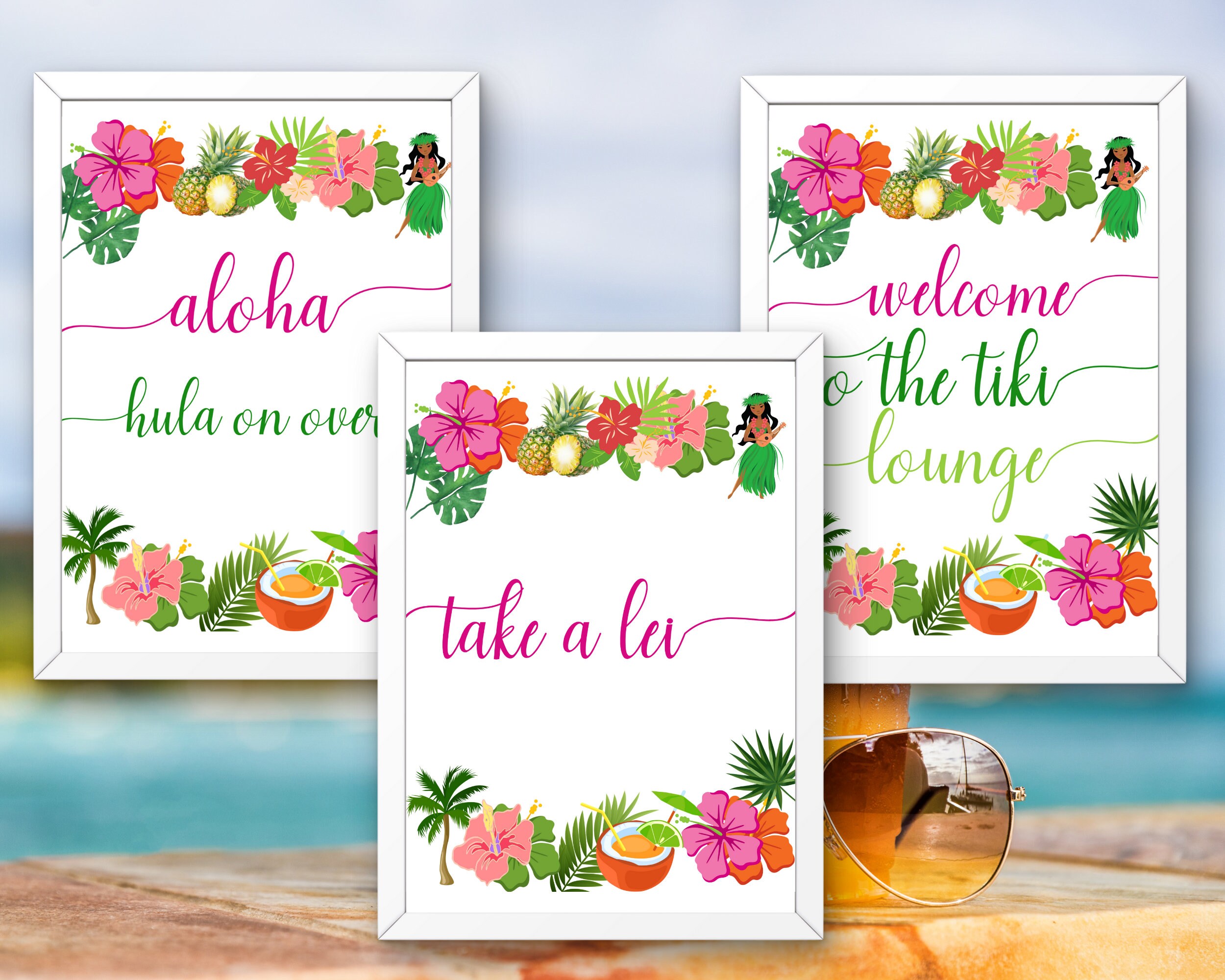 Hawaiian Luau Signs, Kids Tropical Birthday Party, Hawaiian Baby Shower ...