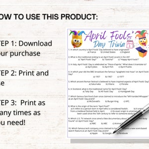April Fools' Day Trivia, Printable Multiple Choice April Fools' Day ...