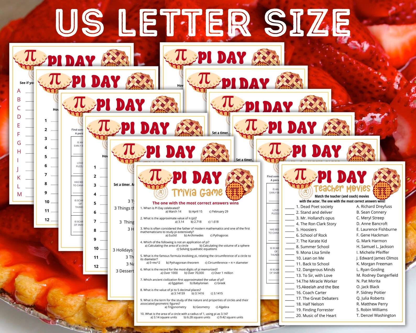 Pi Day Trivia Bundle,printable Pi Day Games for Kids and Adults ...