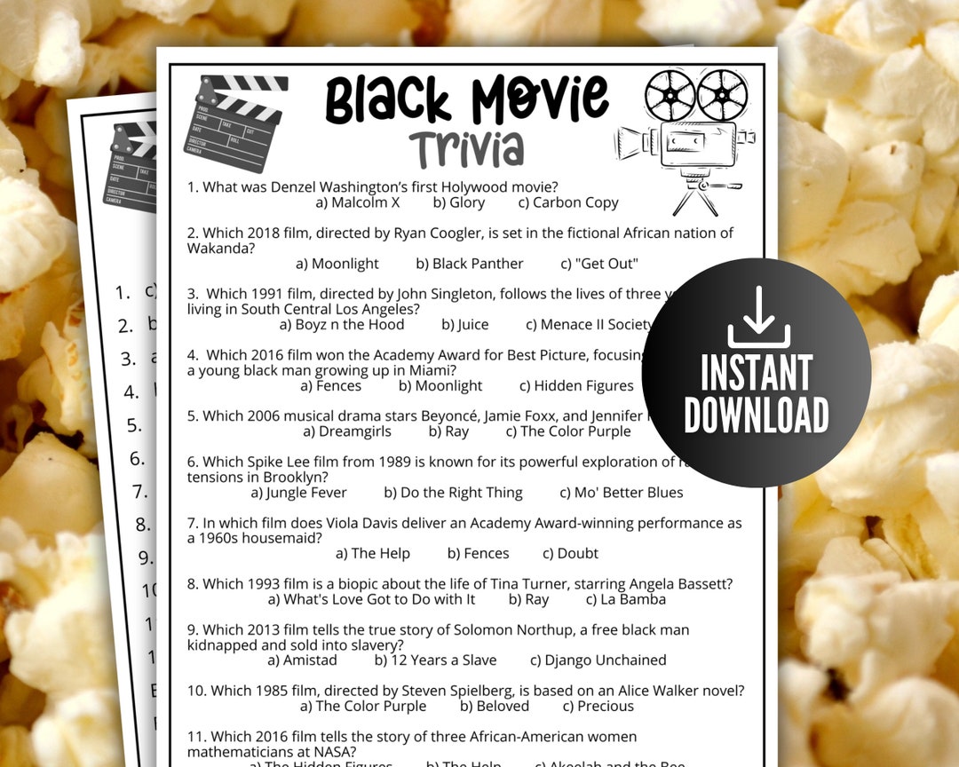 Black Movie Trivia Game, African American Actor Quiz, Black Culture ...
