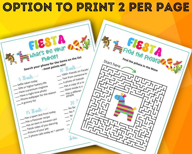 Fiesta Trivia Game Bundle, 10 Mexican Taco Fiesta Games, Quinceañera ...