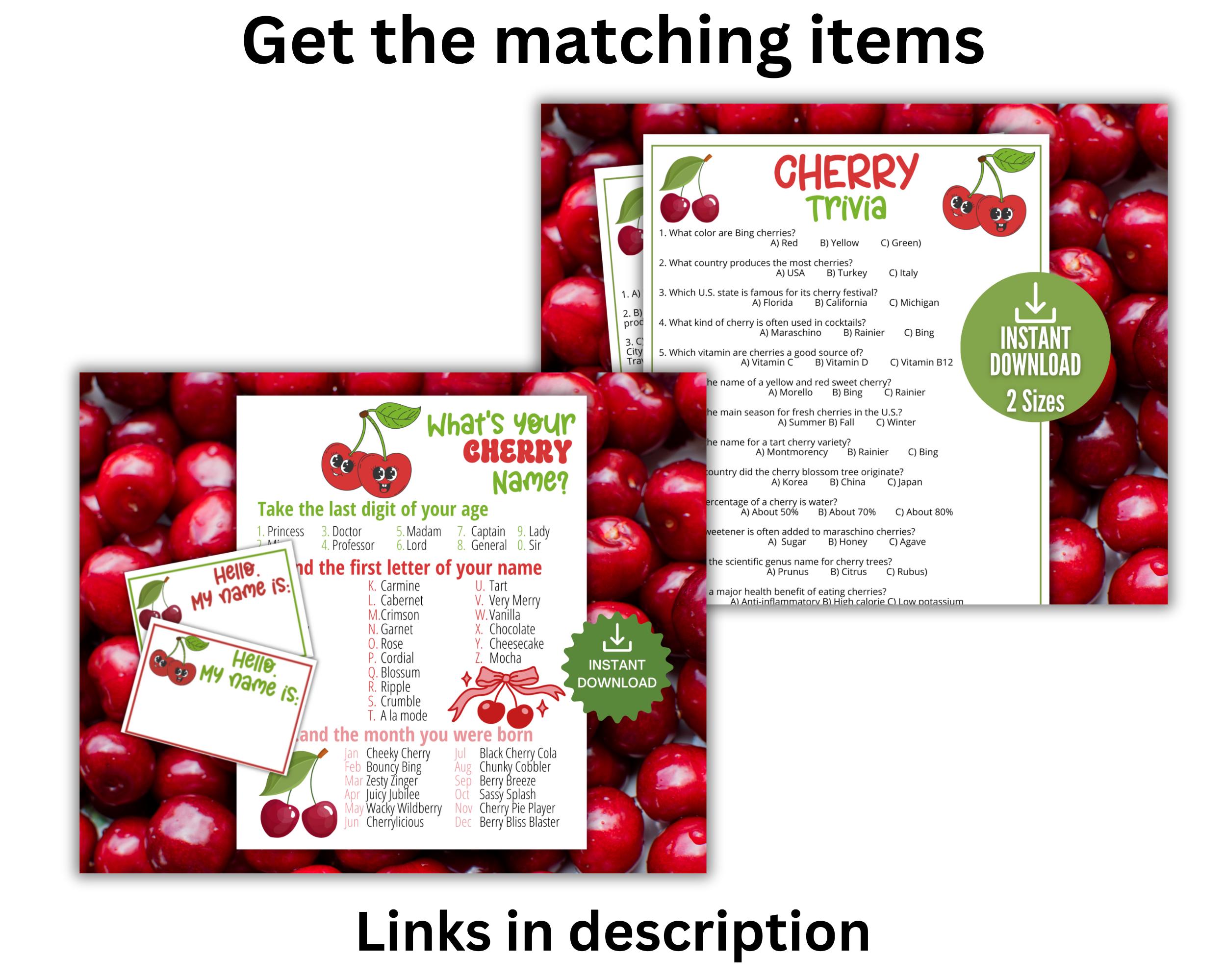 Cherry Trivia Game, Spring Trivia Game, Summer Birthday Party Game ...