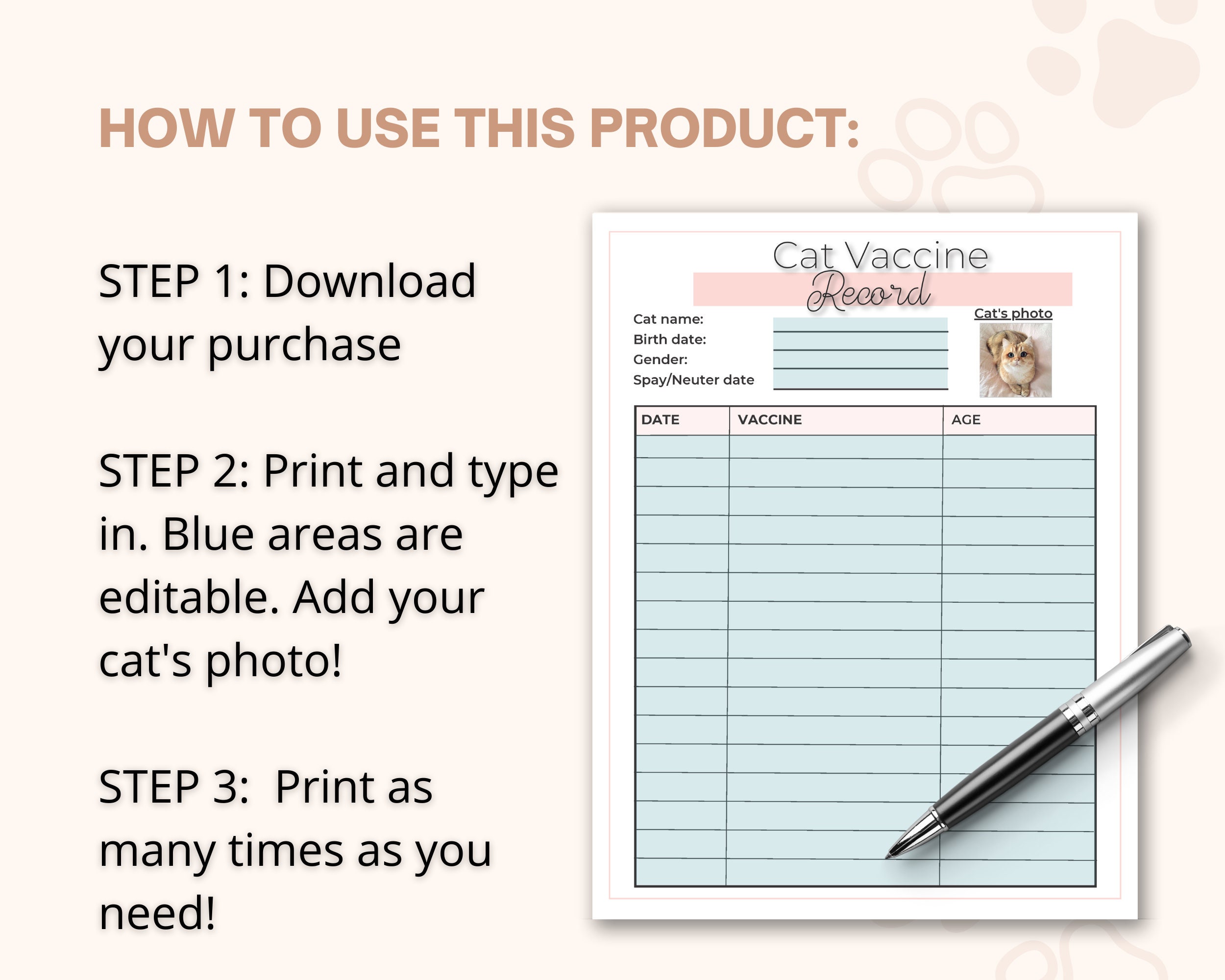 Kitten Vaccine Guide, Kitten Vaccine Tracker Digital Download D001 - Etsy