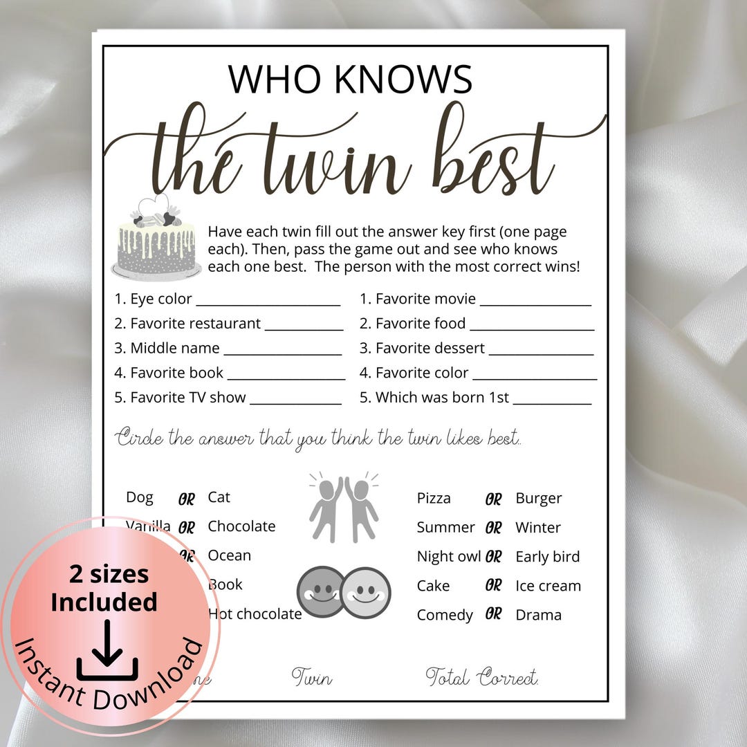 Who Knows the Twin Best, How Well Do You Know the Birthday Twin, Twin ...