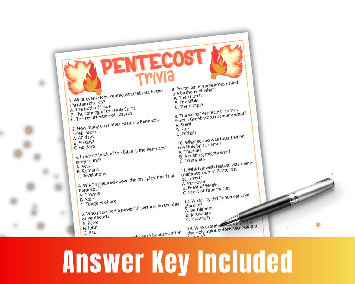 Pentecost Trivia Game for Kids,sunday School Bible Games,new Testament ...