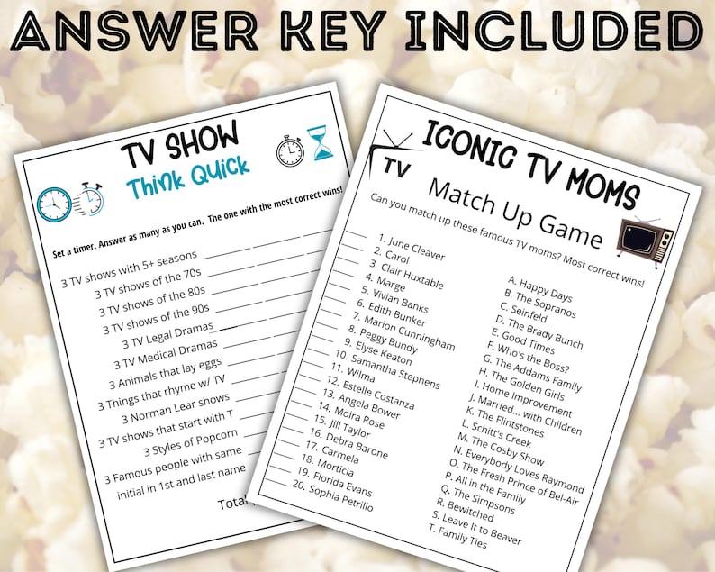 TV Trivia Game Bundle,television Sitcoms Quiz,tv Theme Songs Quotes,pop ...