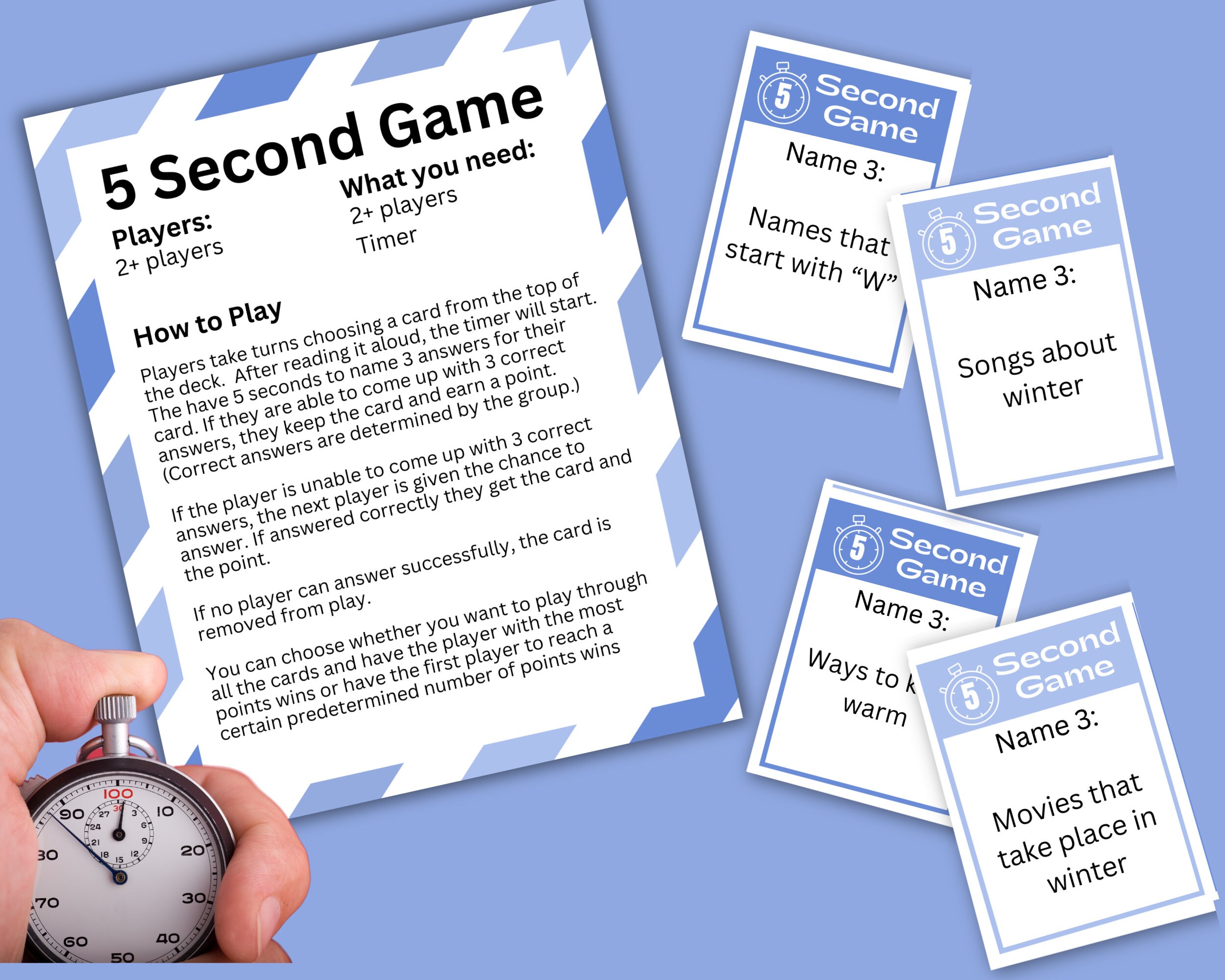 Winter 5 Second Game, Snow Day Activity for Kids and Adults, Winter ...