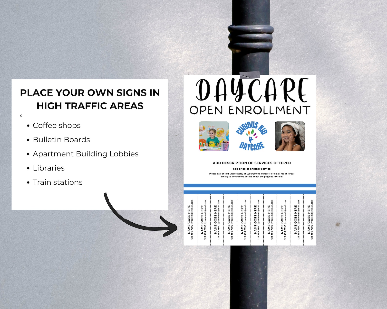 Editable Daycare Marketing Flyer, Daycare Services Tear off Flyer ...