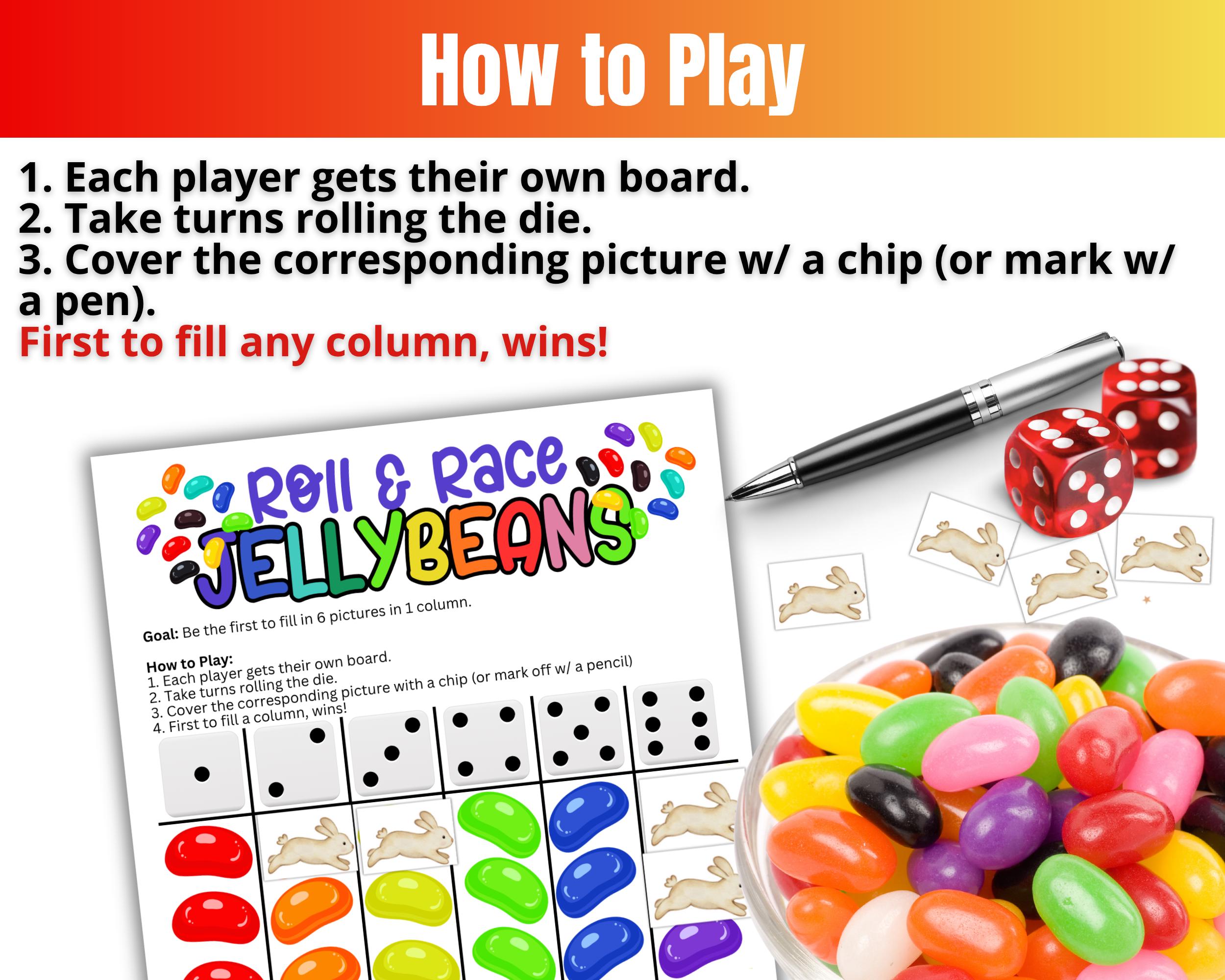 Jellybean Roll and Race Game,easter Party Game, Jelly Bean Dice Game ...