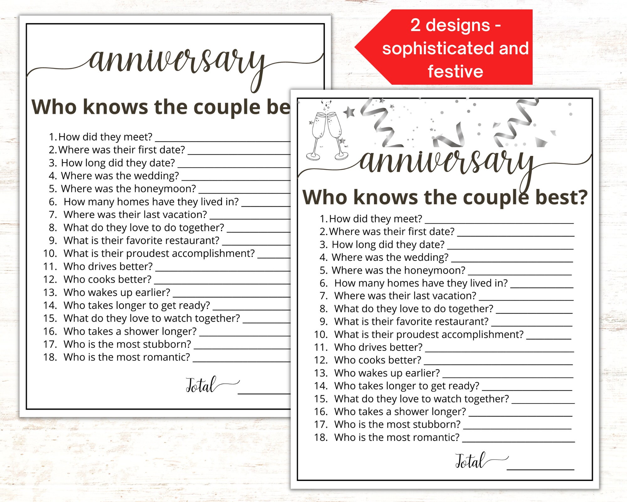 Anniversary Party Game Who Knows the Couple Best, Anniversary Party ...