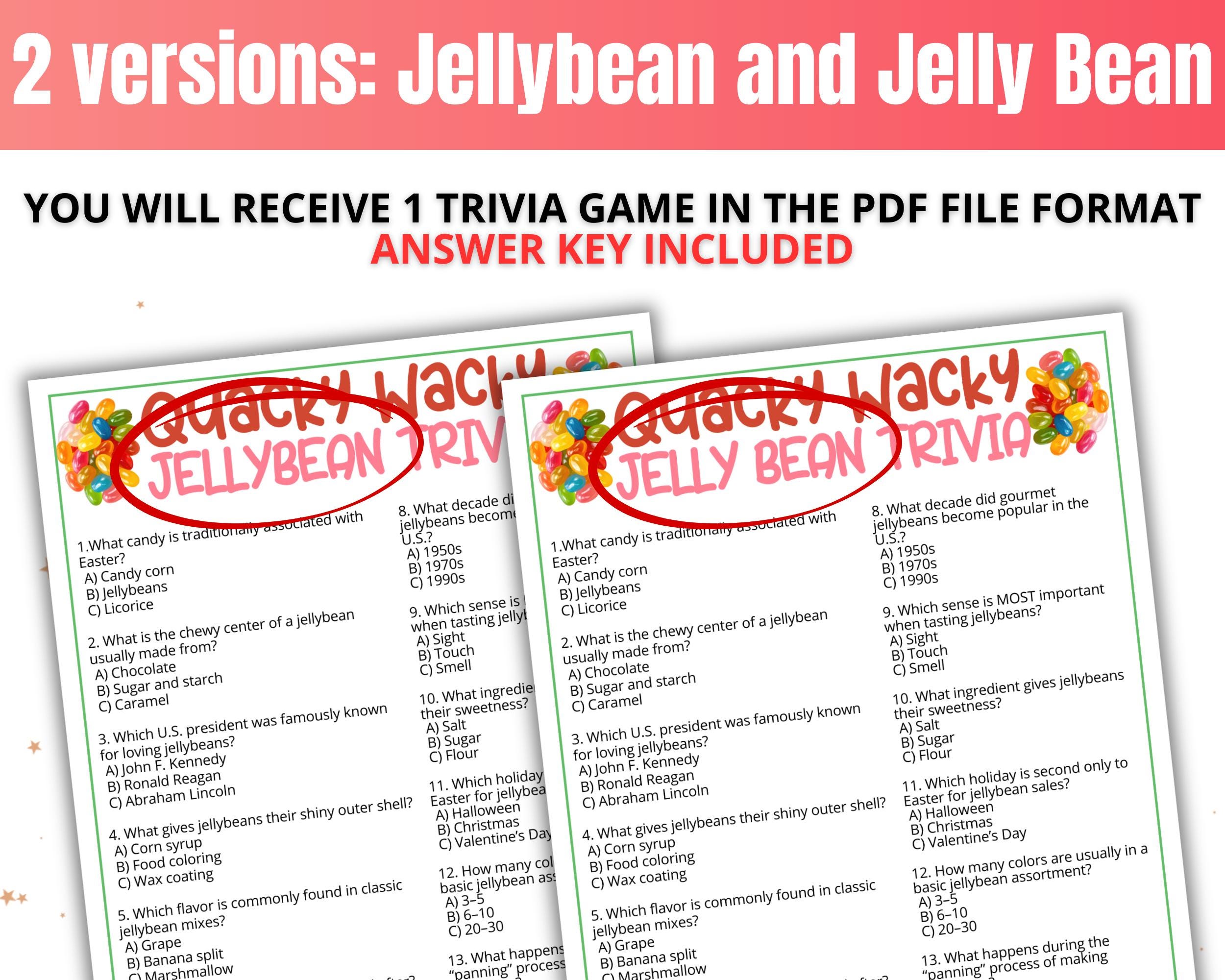 Jellybean Trivia Game, Jelly Bean,easter Quiz,bridal Shower Games ...