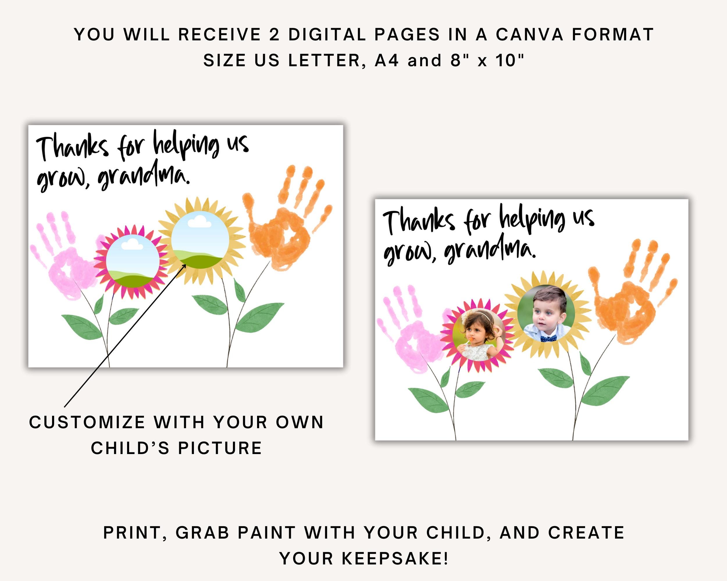 Editable Grandmother Handprint Craft, Flower Handprint Art With Kid ...