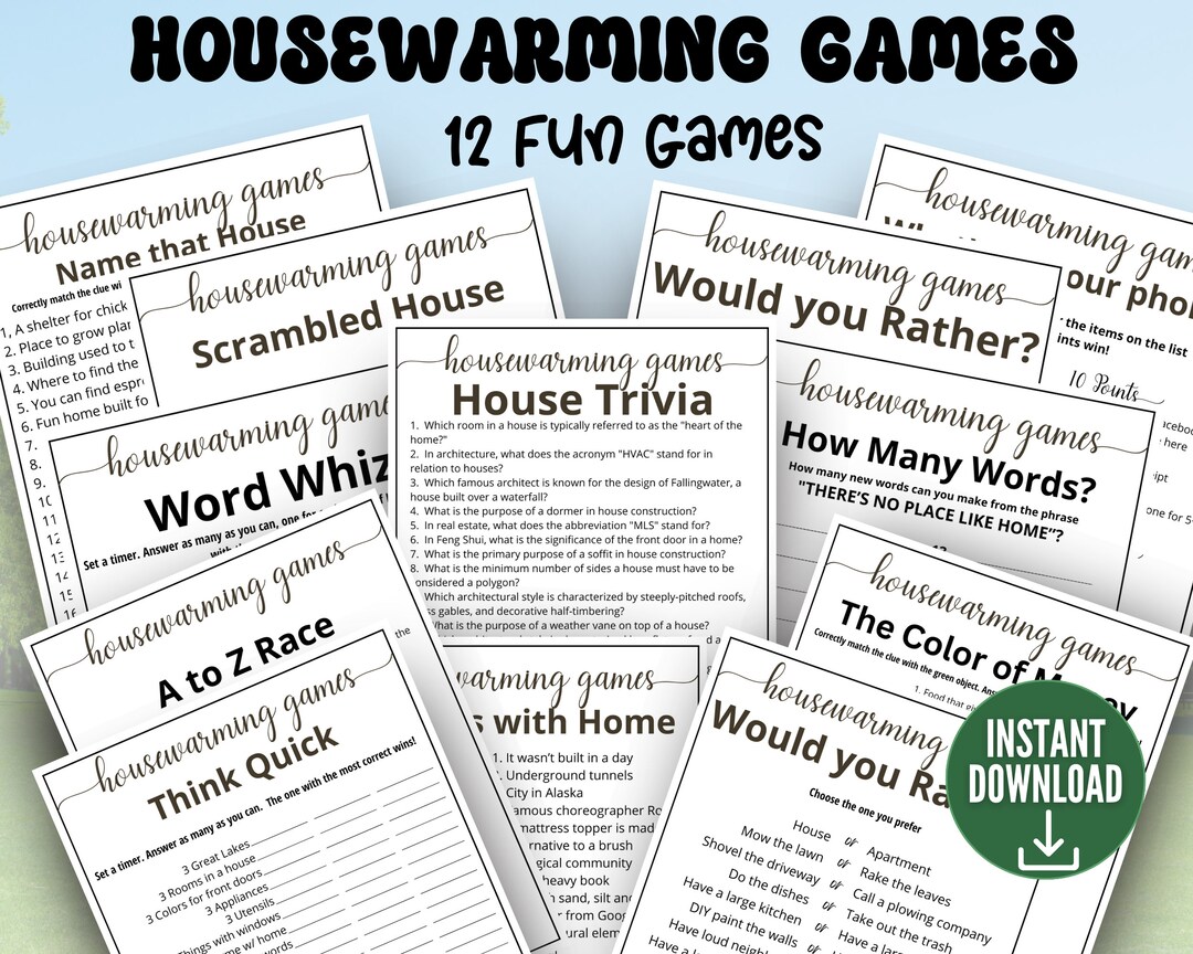 Housewarming Party Games, Welcome to the Neighborhood Party Bundle ...