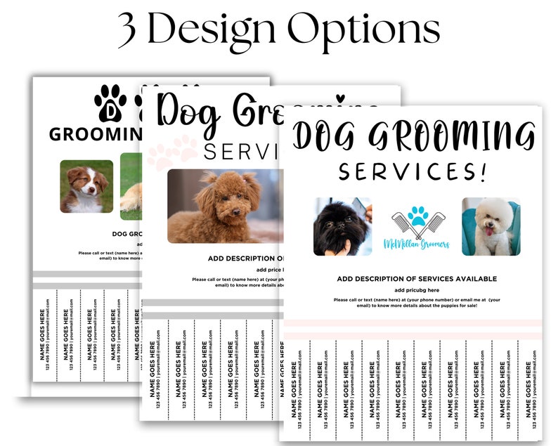 Editable Dog Grooming Marketing Flyer, Dog Groomer Tear off Flyer,dog ...