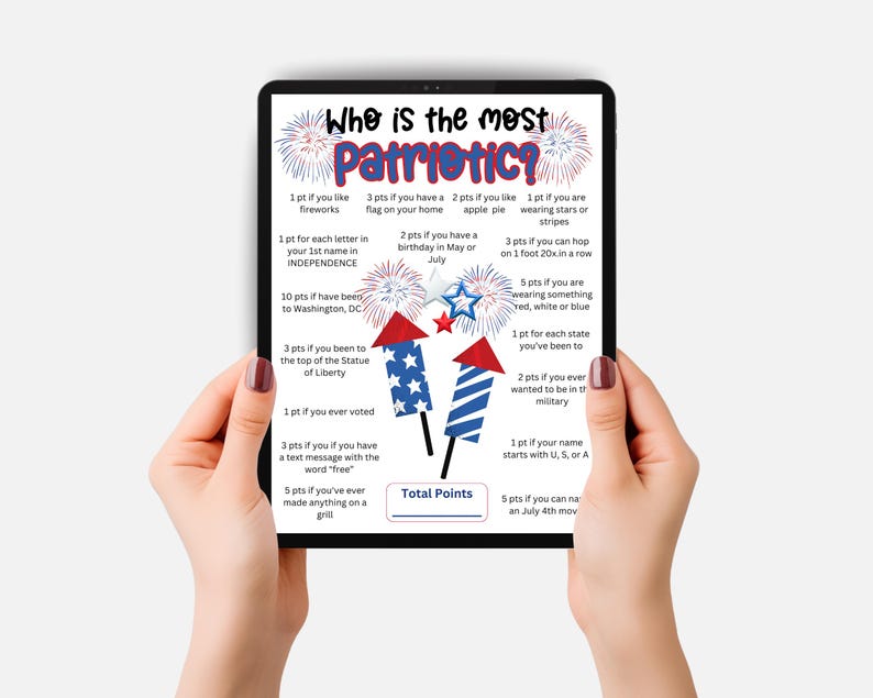 Who is the Most Patriotic, July 4th Game, Labor Day Trivia Game ...