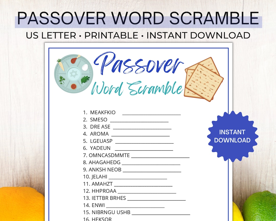 Passover Word Scramble Jewish Games Passover Holiday - Etsy