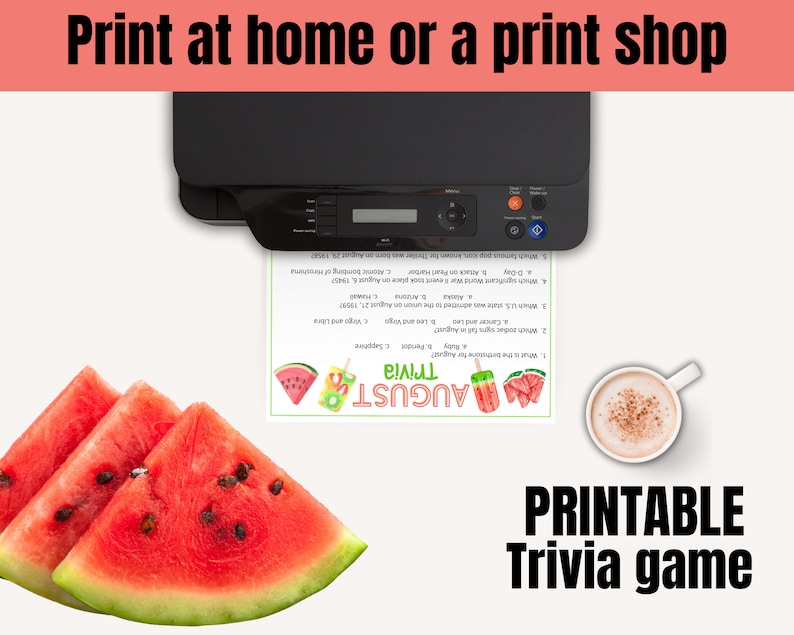 August Trivia Game, Summer Monthly Trivia Game, Summer Party Game ...