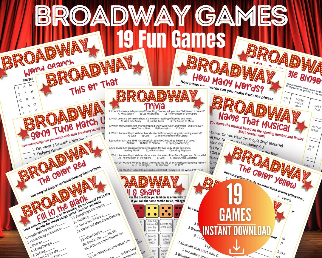 Broadway Trivia Game Bundle,musical Theater Quiz Party,broadway Show ...