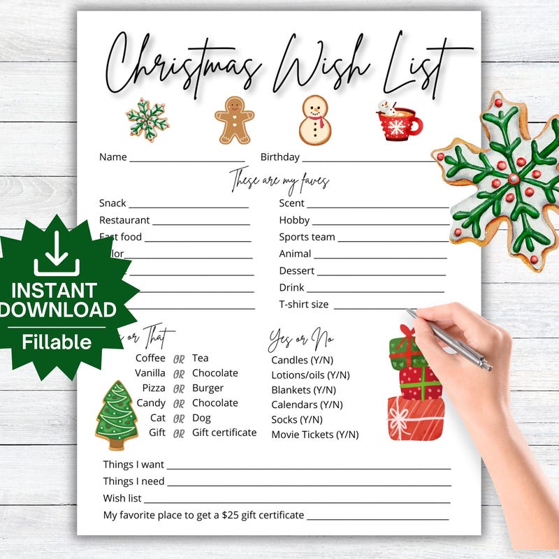 Employee Christmas Wish List Template - Etsy