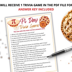 Pi Day Trivia, Printable Pi Day Game for Kids and Adults, Classroom Pi ...