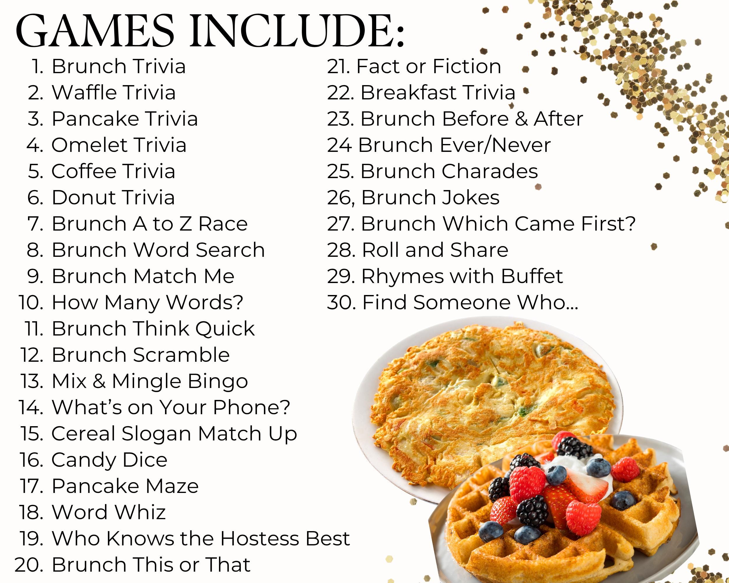 Brunch Party Game Bundle, Pancakes and Pajamas,teen Girl Birthday ...