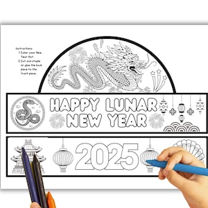 Lunar New Year Coloring Craft Hat, DIY Chinese New Year Craft Crown ...