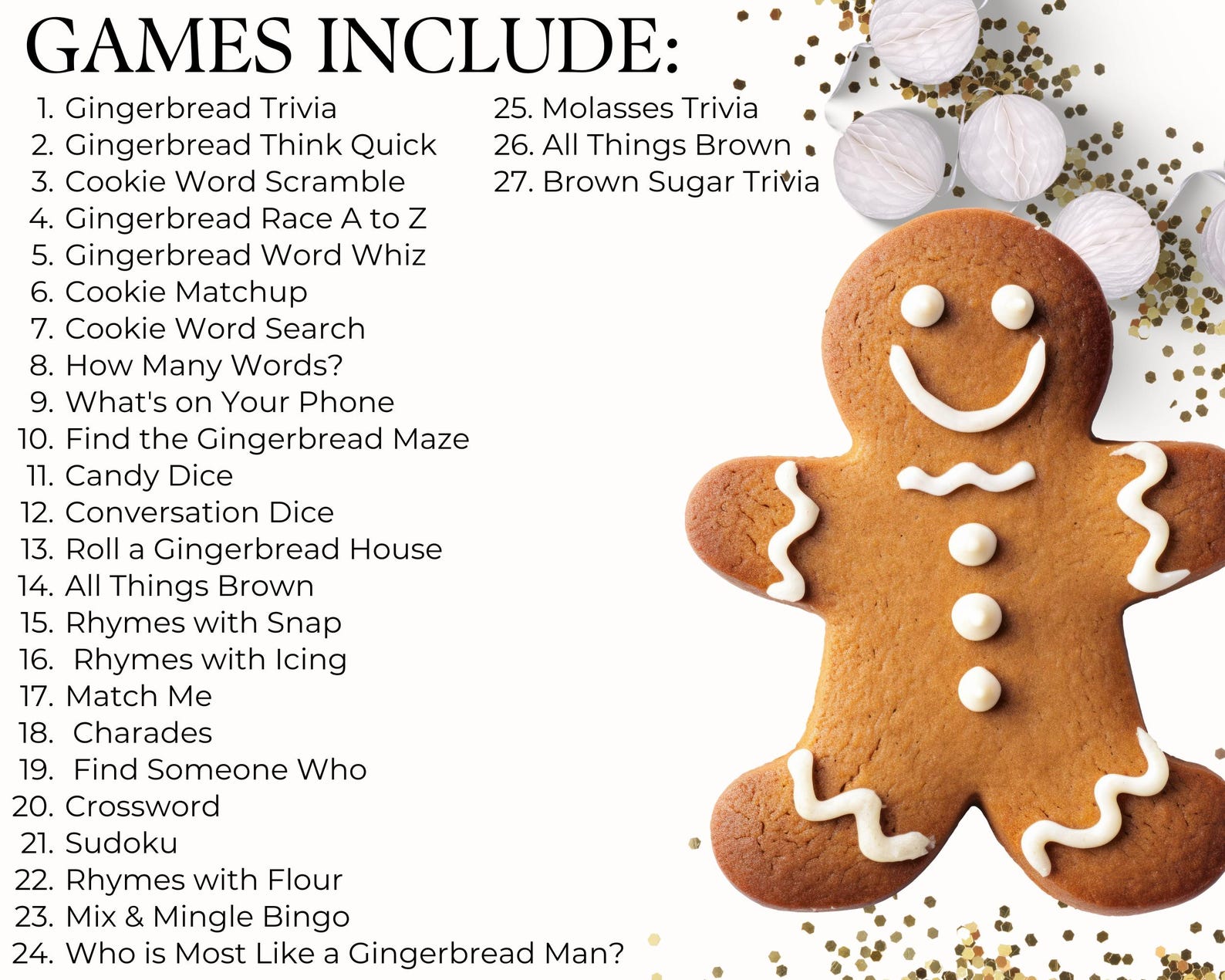 Gingerbread Game Bundle,27 Games,christmas Games,friendsmas Printable ...