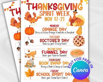Customizable Winter School Spirit Week Flyer, PTO Schedule, January ...
