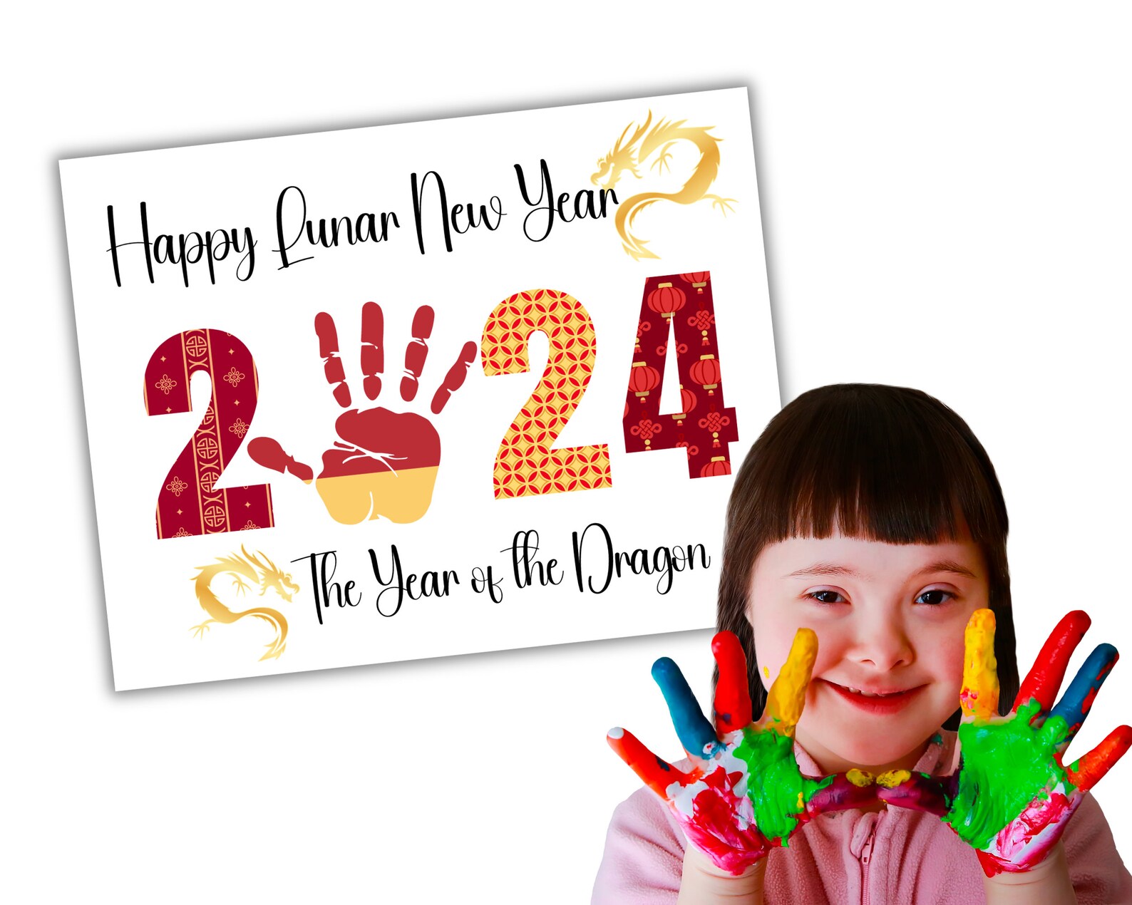 Lunar New Year Handprint Craft, Chinese New Year Handprint Art, Year of ...