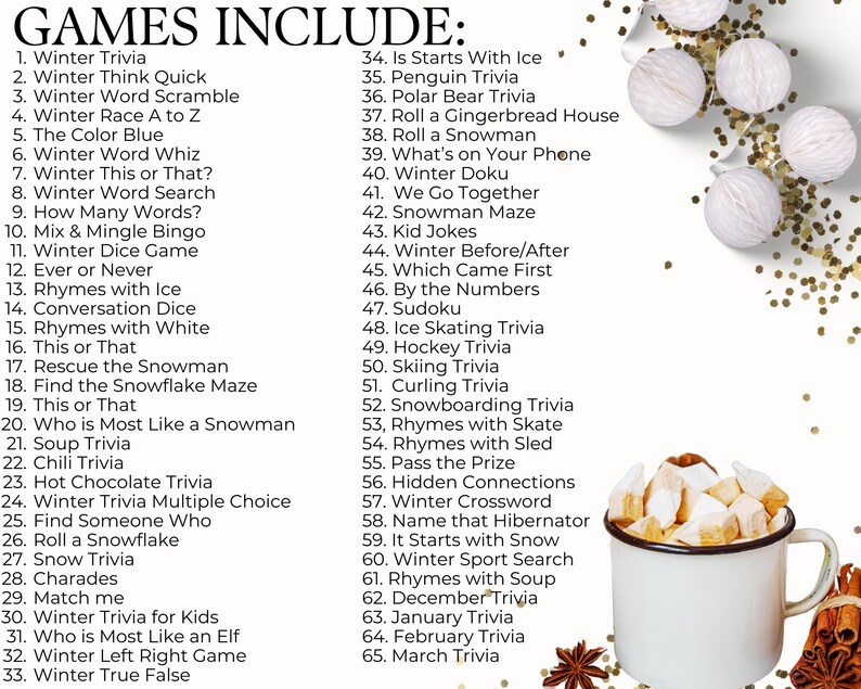 Winter Trivia Game Bundle, 65 Winter Solstice Holiday Games,winter ...
