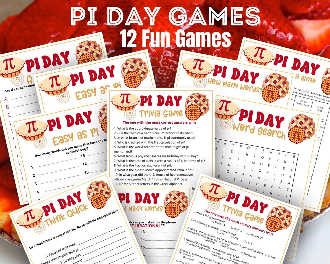 Pi Day Trivia Bundle, Printable Pi Day Game for Kids and Adults ...