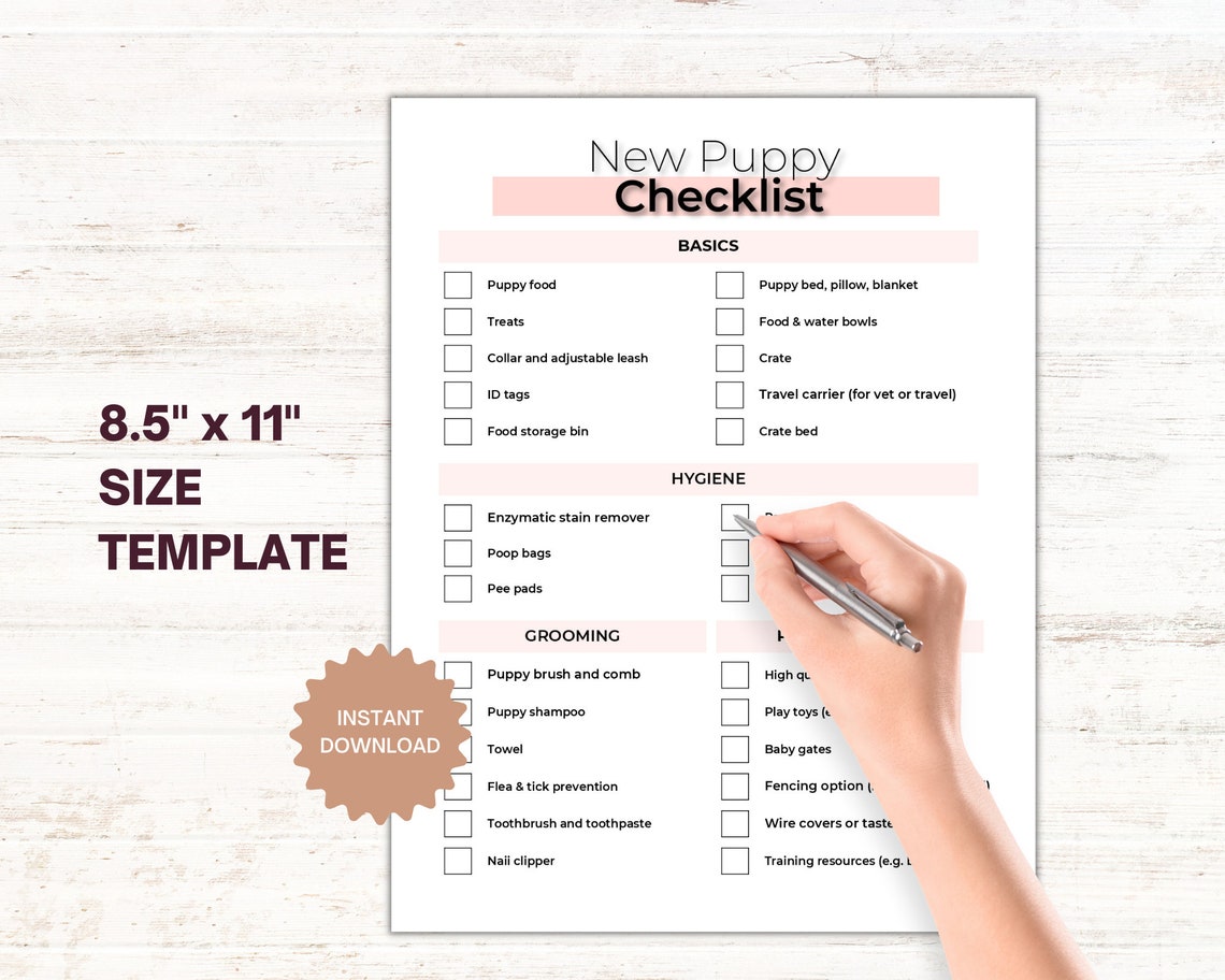 New Puppy Checklist Editable PDF D001 - Etsy