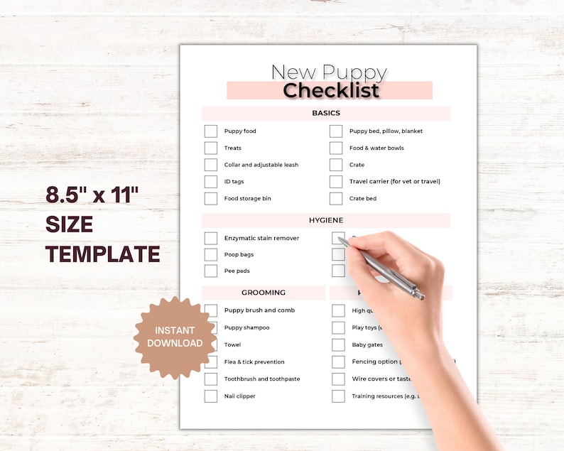 New Puppy Checklist Editable PDF D001 - Etsy