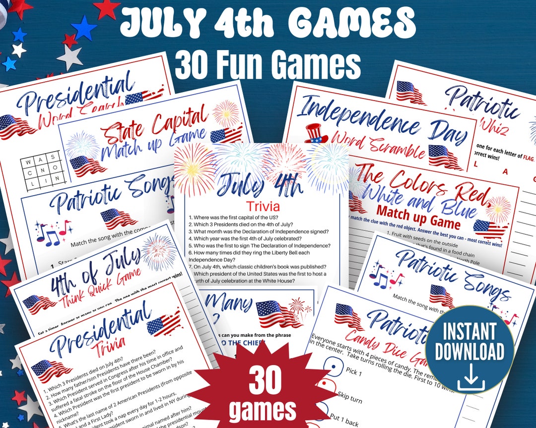 4th of July Game Bundle, July 4th Trivia, Patriotic Songs Game ...