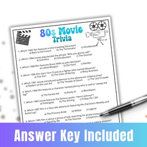 1980s Movie Trivia Game, Silver Screen Quiz Party,80s Movie Quotes ...