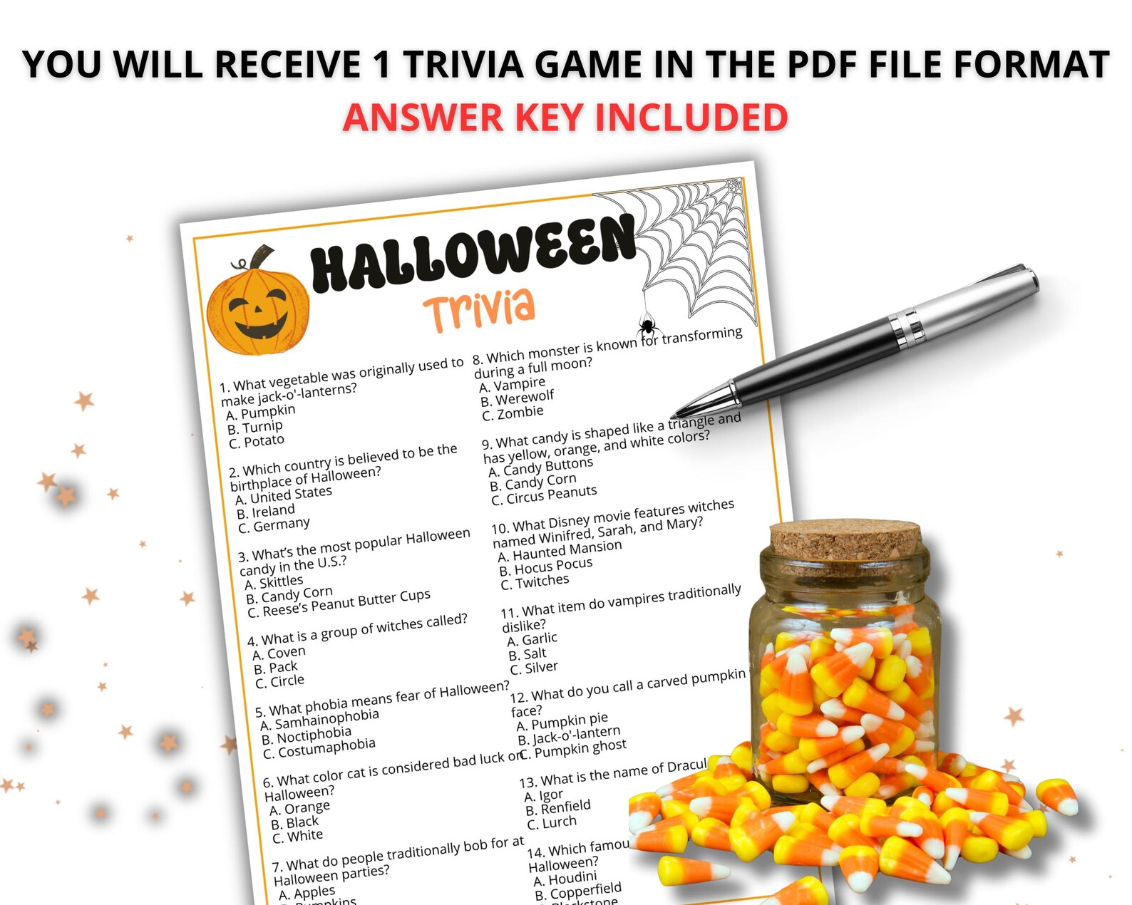 Halloween Trivia Game, Fall Game, Halloween Party Game, Halloween ...