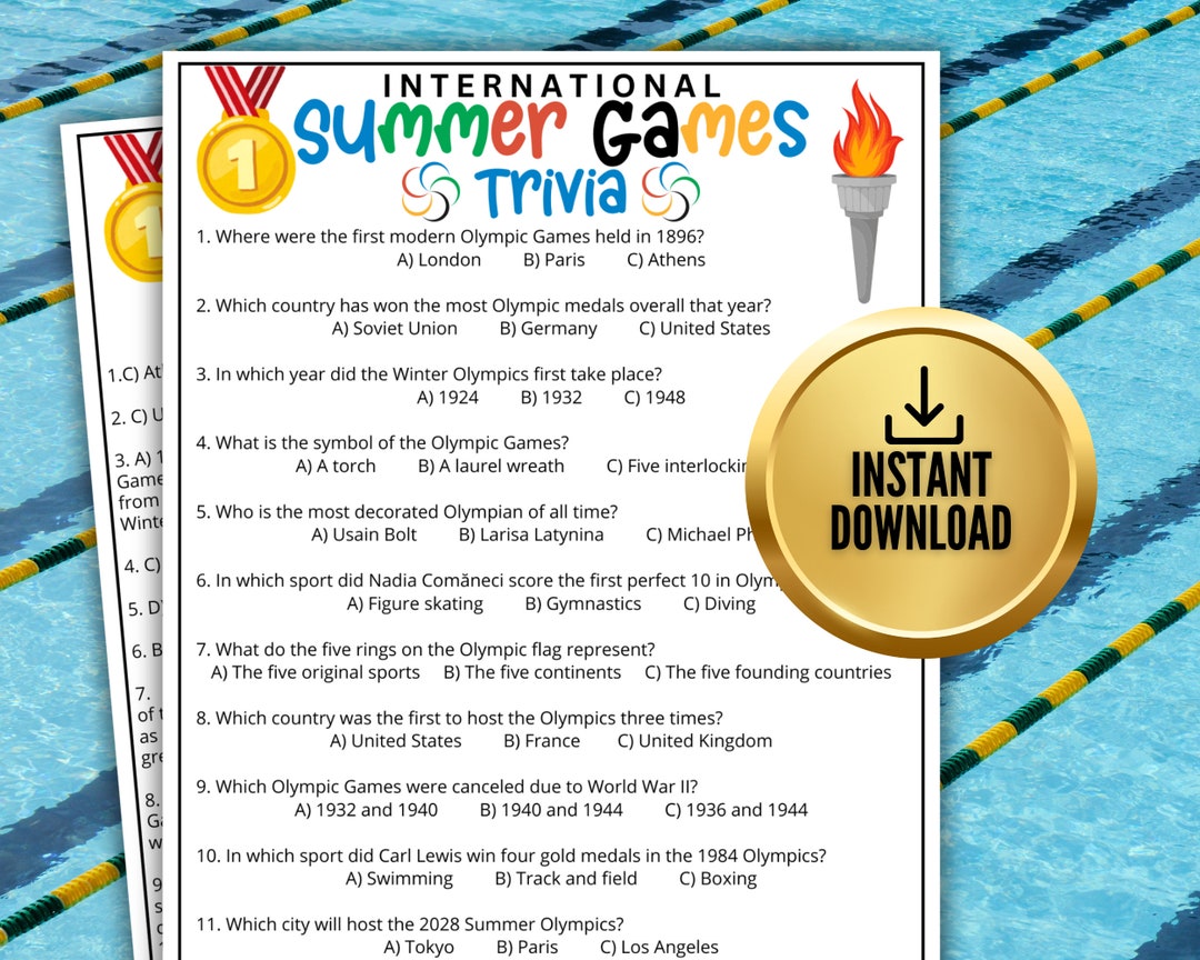 2024 Summer Games Trivia Game, Fun Activity for International Summer ...