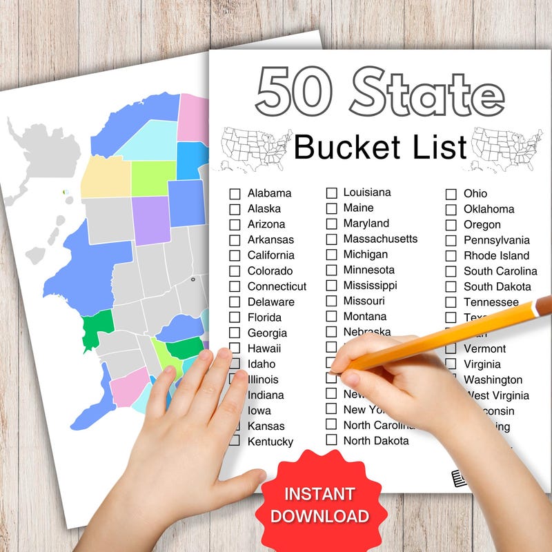 50 States Checklist - Etsy