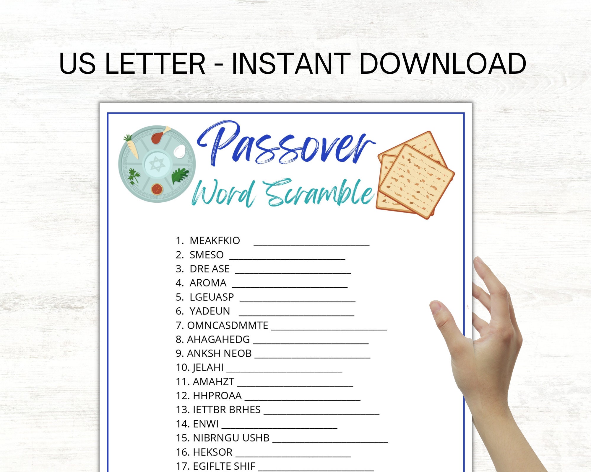 Passover Word Scramble Jewish Games Passover Holiday - Etsy