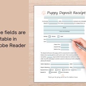 Puppy Deposit Receipt, Dog Breeder Forms, Best Selling Puppy Deposit ...