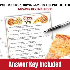Pizza Trivia Game,printable Pizza Game for Kids & Adults,pizza Birthday ...