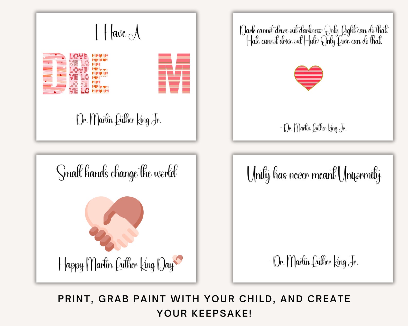 Martin Luther King Day Handprint Craft, MLK Day Handprint Art Bundle ...
