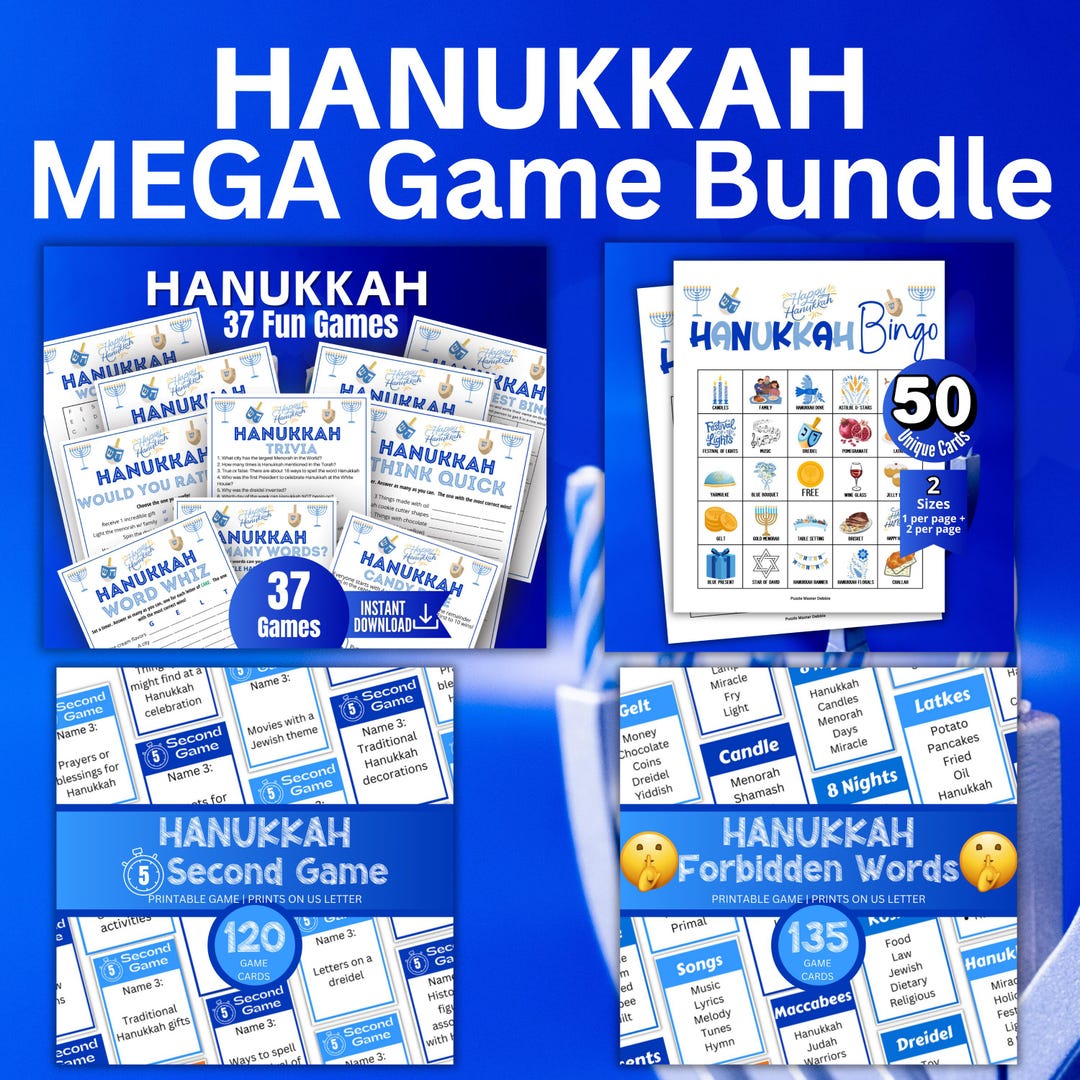 Hanukkah Game Bundle, Jewish Party Games,hanukkah Holiday Trivia ...