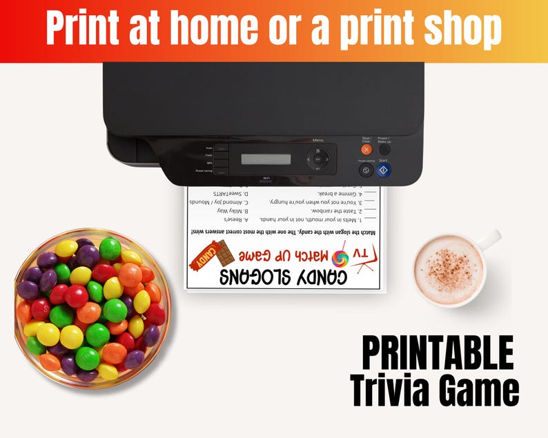 Candy Slogan Trivia Game, Ad Slogan Match up Quiz, Printable TV ...