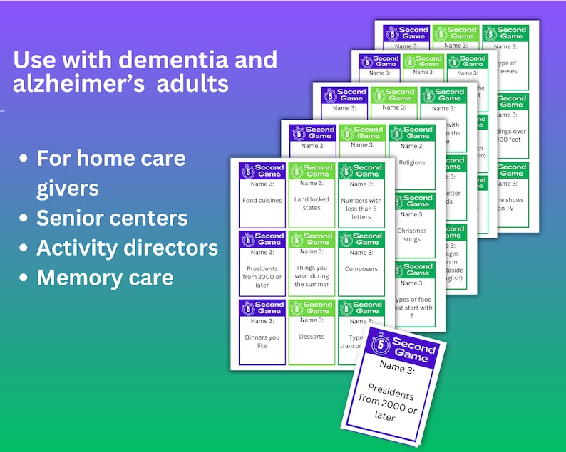 Senior 5 Second Game, Dementia Activity for Seniors, Memory Games for ...