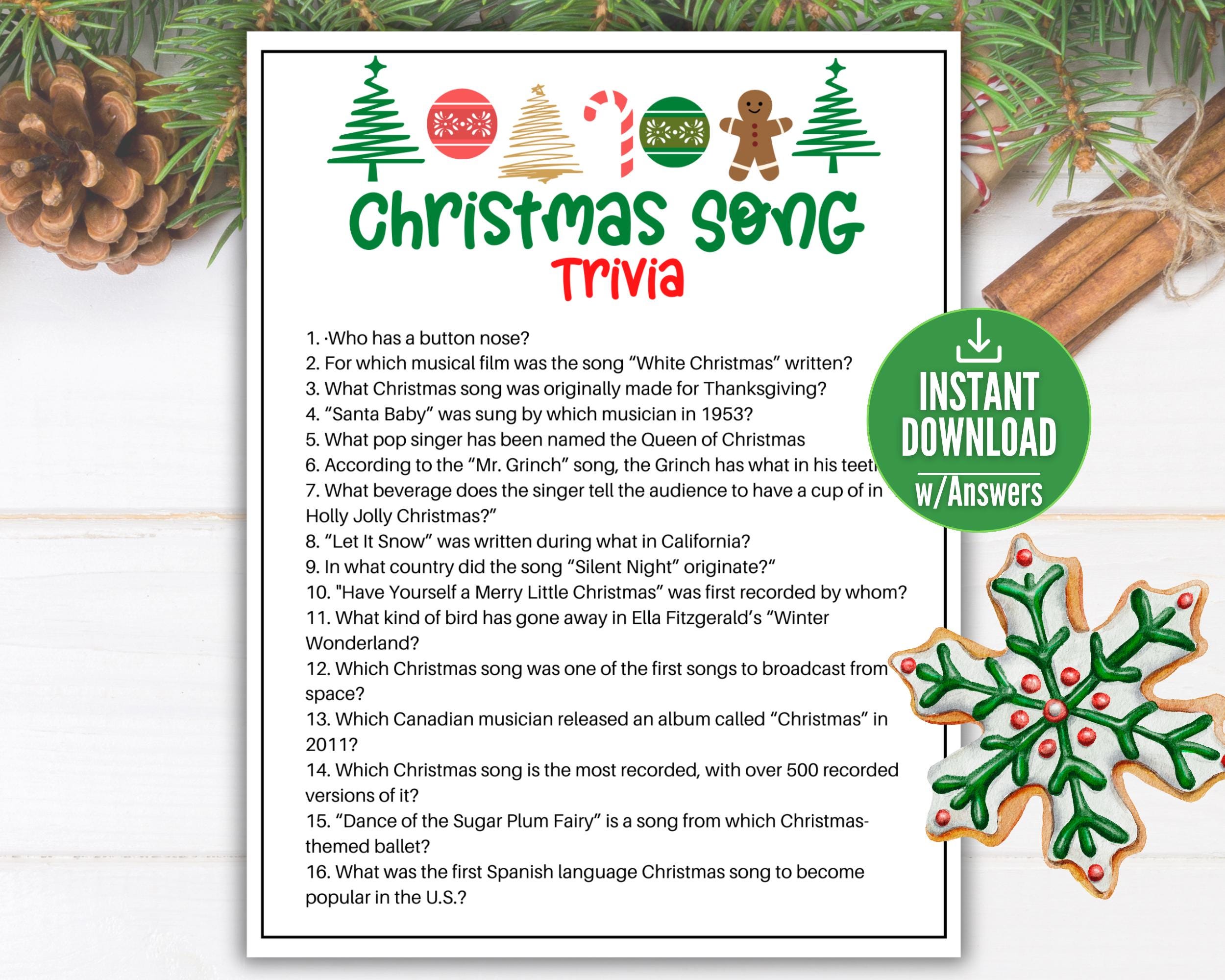Christmas Song Trivia Game, Christmas Carol Quote Game, Christmas ...