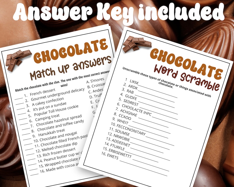 Chocolate Game Bundle, 8 Games, Valentine's Day Game, Galentine's Games ...