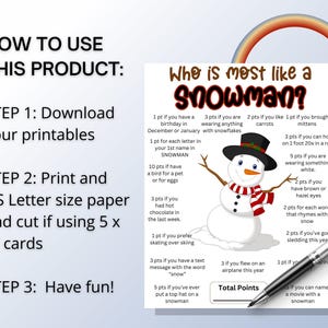 Who is Most Like a Snowman, Snow Day Trivia Game, Christmas Party Game ...