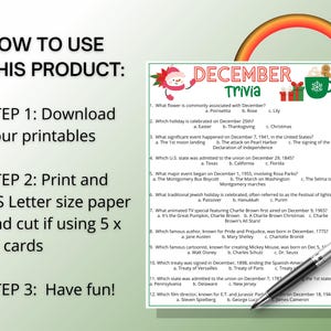 December Trivia Game, Winter Season Game, Holiday Party Game, Monthly ...