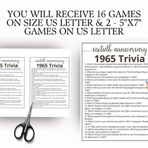 60th Birthday Party Games, Born in 1965 Game, 1965 Birthday Games, 60th ...